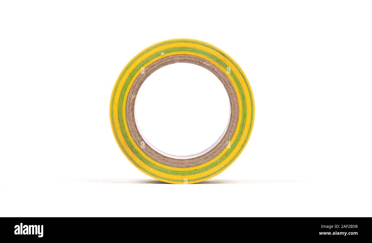 Roll of yellow insulation tape isolated on white background Stock Photo ...