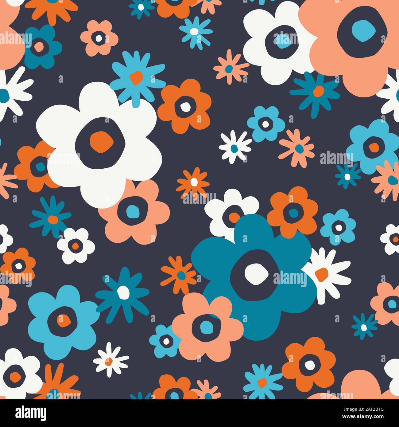 Bold Retro Graphic Large Scale Floral Vector Seamless Pattern ...