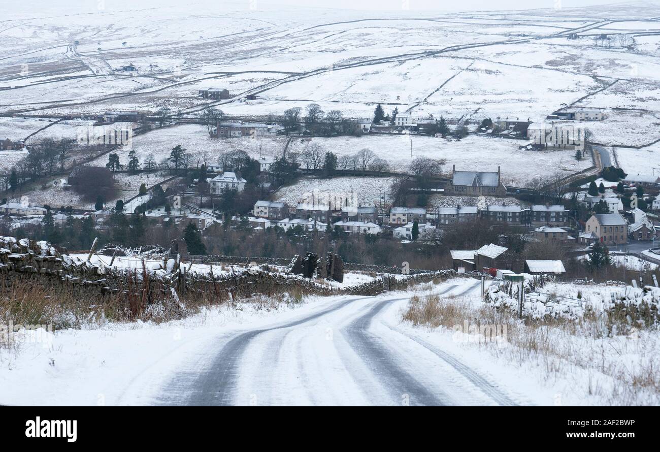 A light covering of snow over Nenthead on the Cumbria and ...