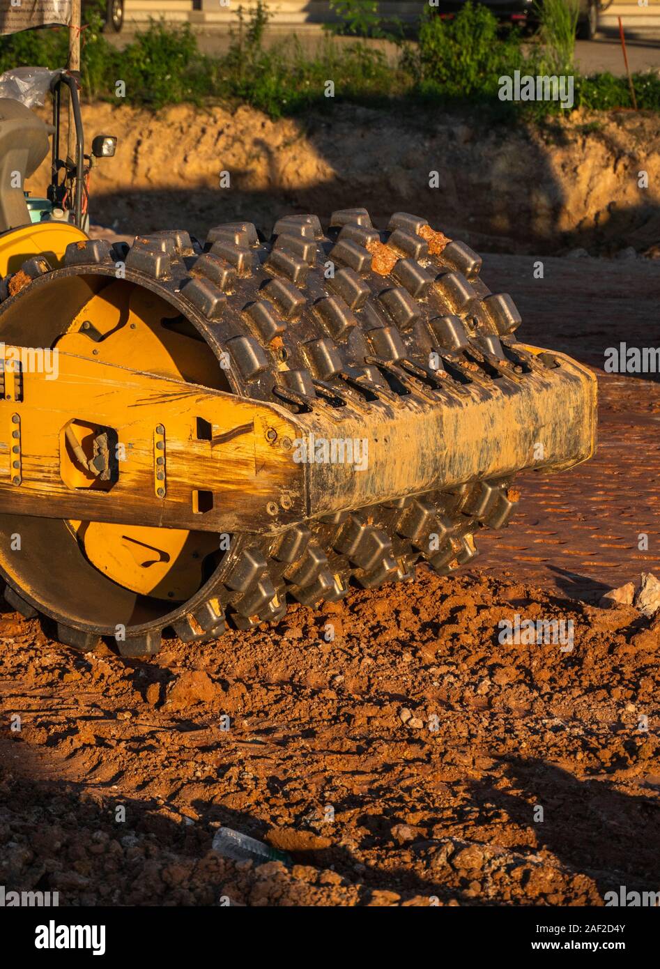 Soil compactor with vibratory padfoot drum. Heavy duty machinery ...