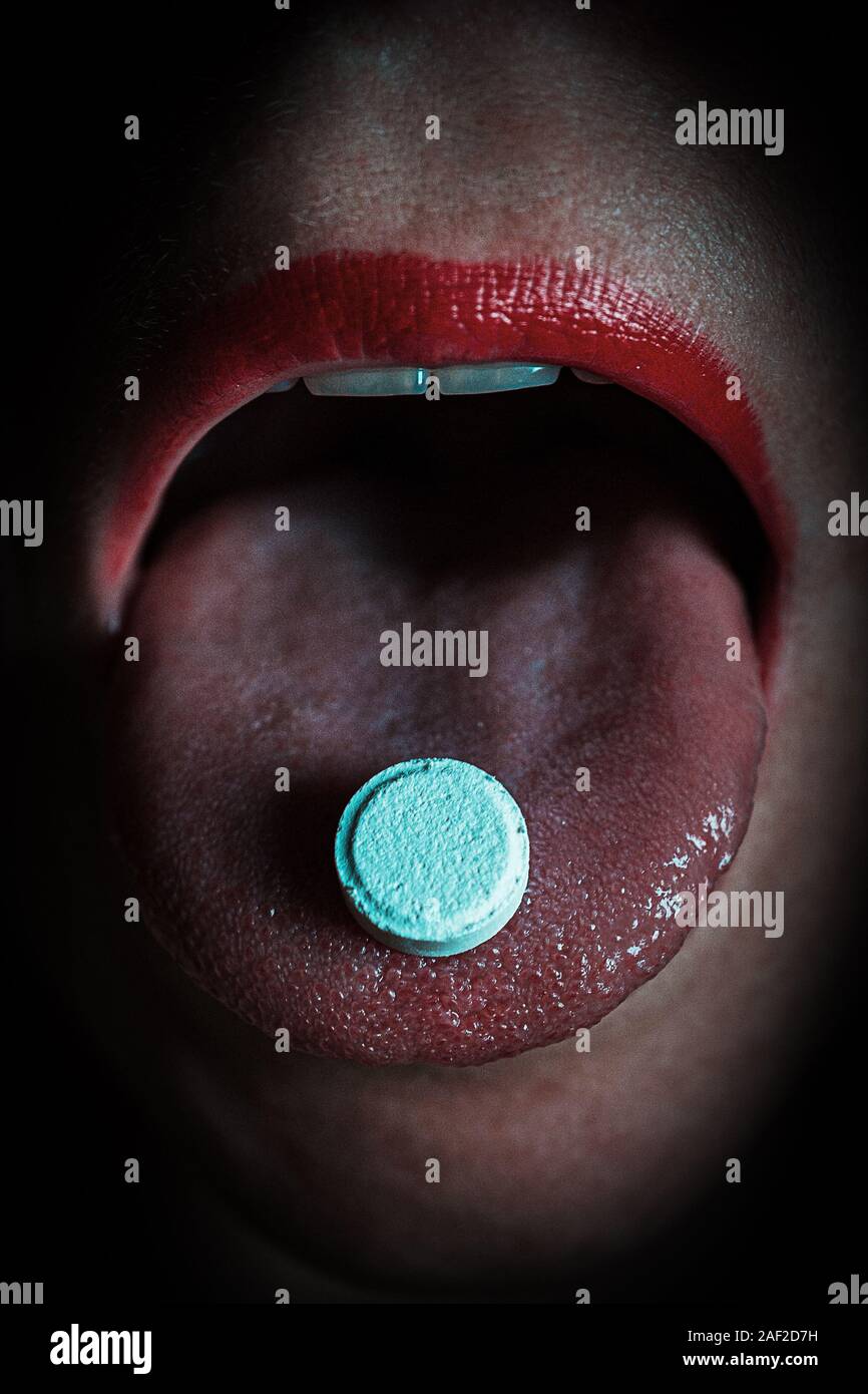 Woman open mouth tongue close up hi-res stock photography and images ...