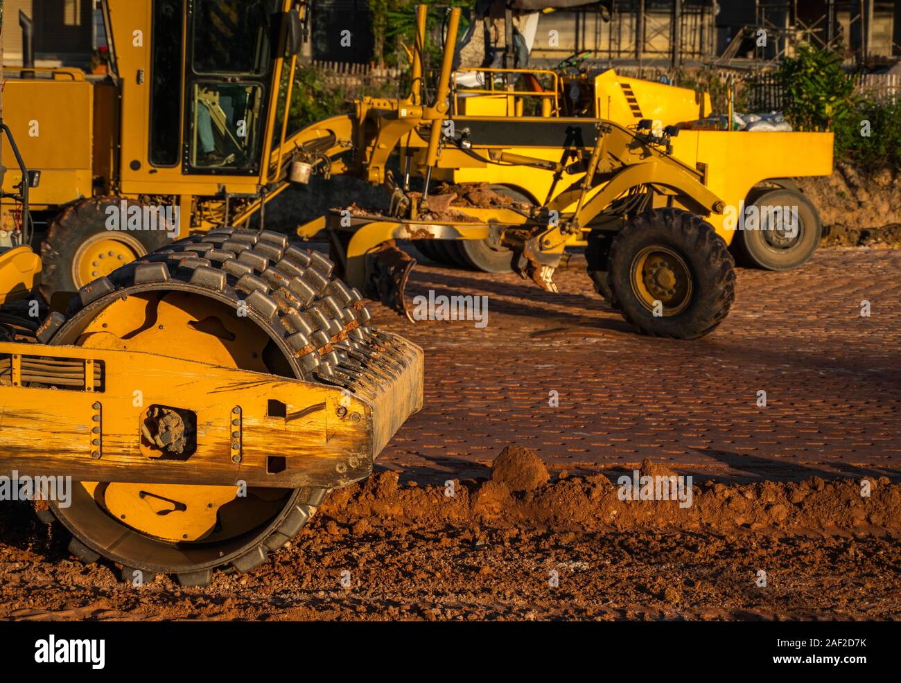 Soil compactor with vibratory padfoot drum. Heavy duty machinery ...