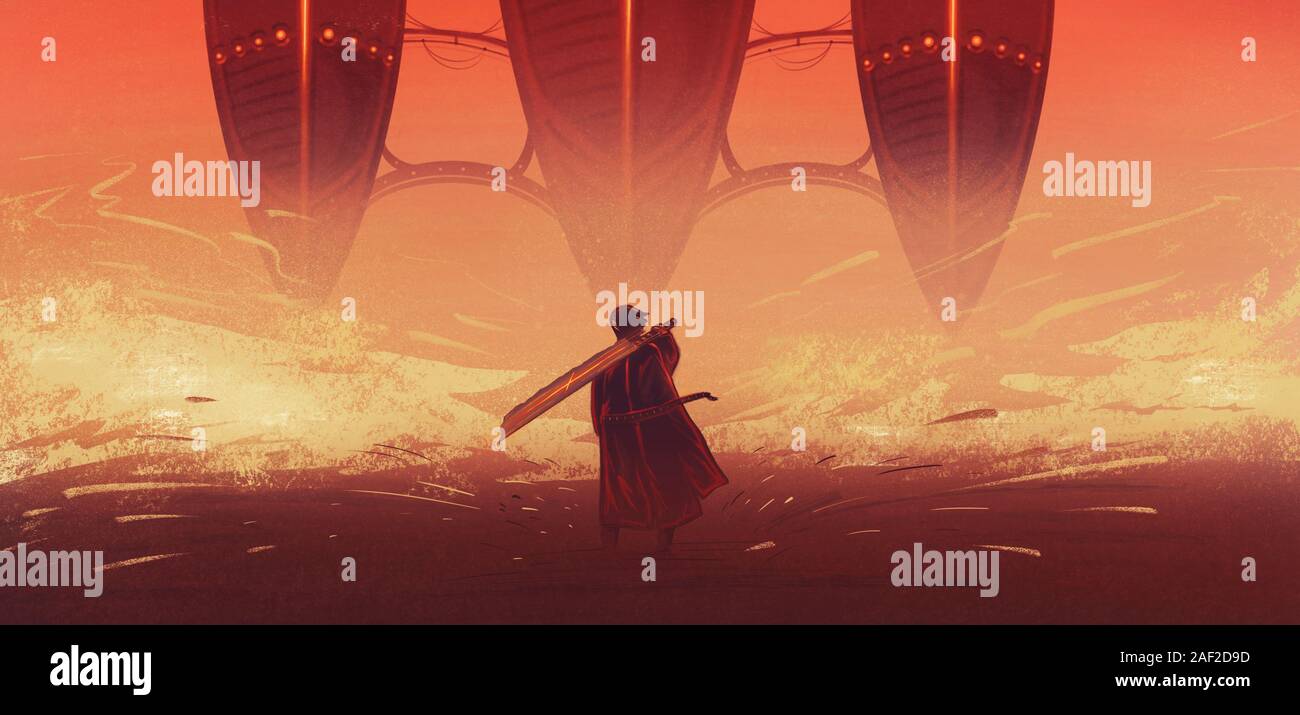 Apocalyptic Cartoon Illustration. Science fiction concept. Abstract ...