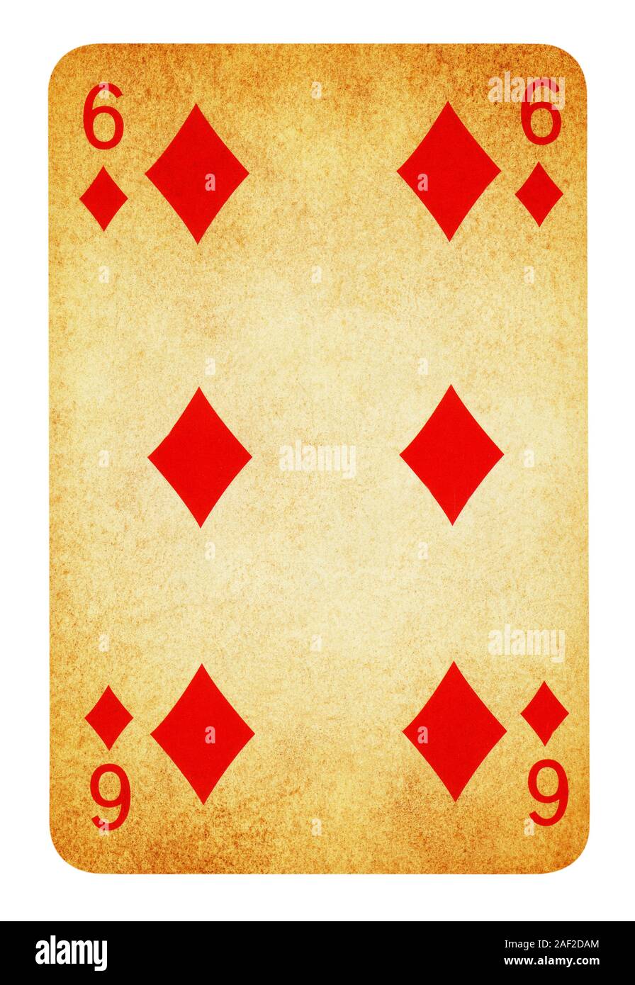 Six of Diamond playing card - isolated on white (clipping path included ...