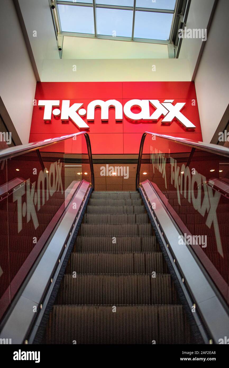 Elevator stairs heading up to the exterior of a TK-Maxx store. It's a ...