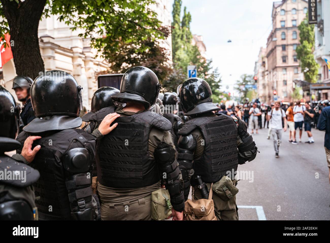 Police force to maintain order in the area during the rally Stock Photo ...