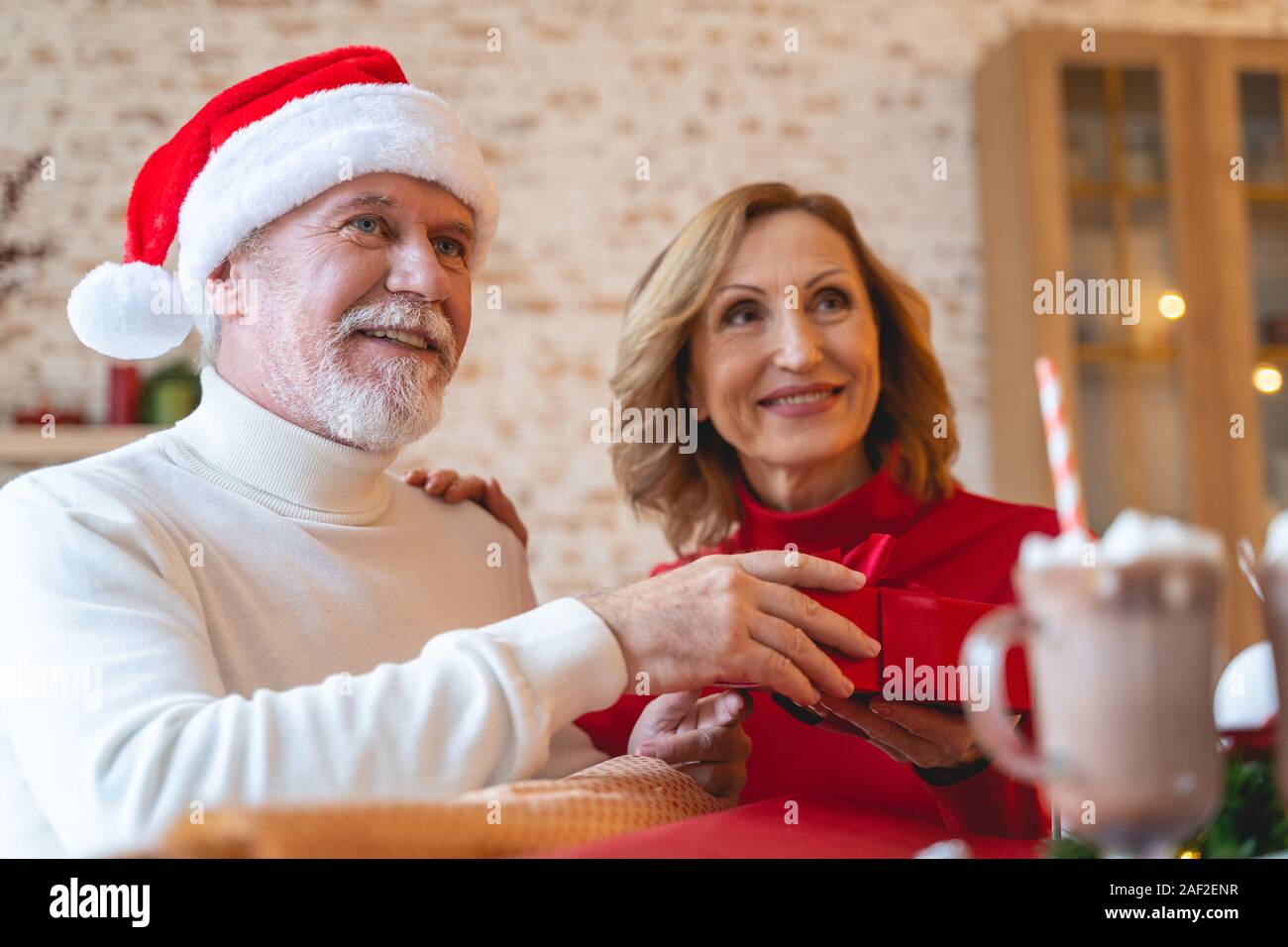 Close up of happy people celebrating Christmas Stock Photo - Alamy