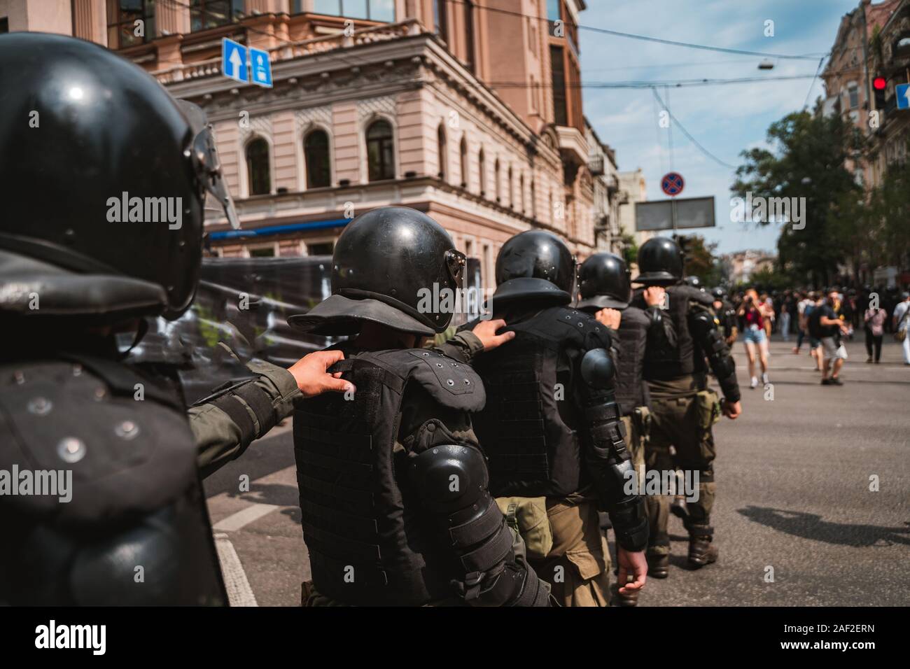 Police force to maintain order in the area during the rally Stock Photo ...