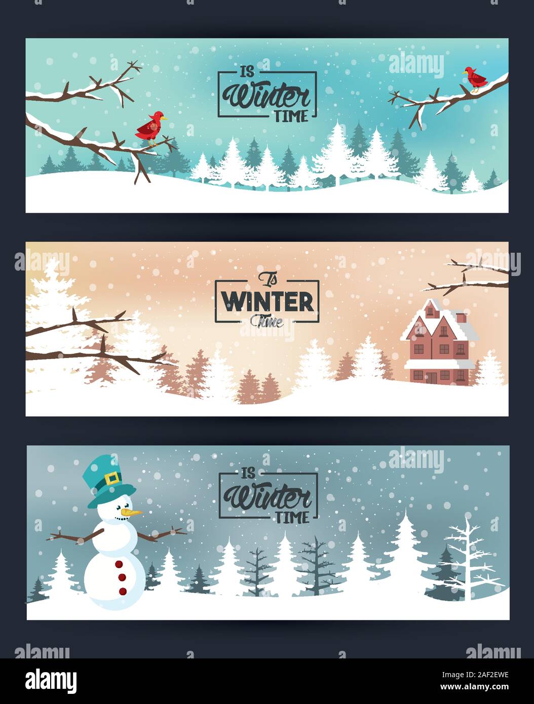 set of winter time poster scenes Stock Vector Image & Art - Alamy