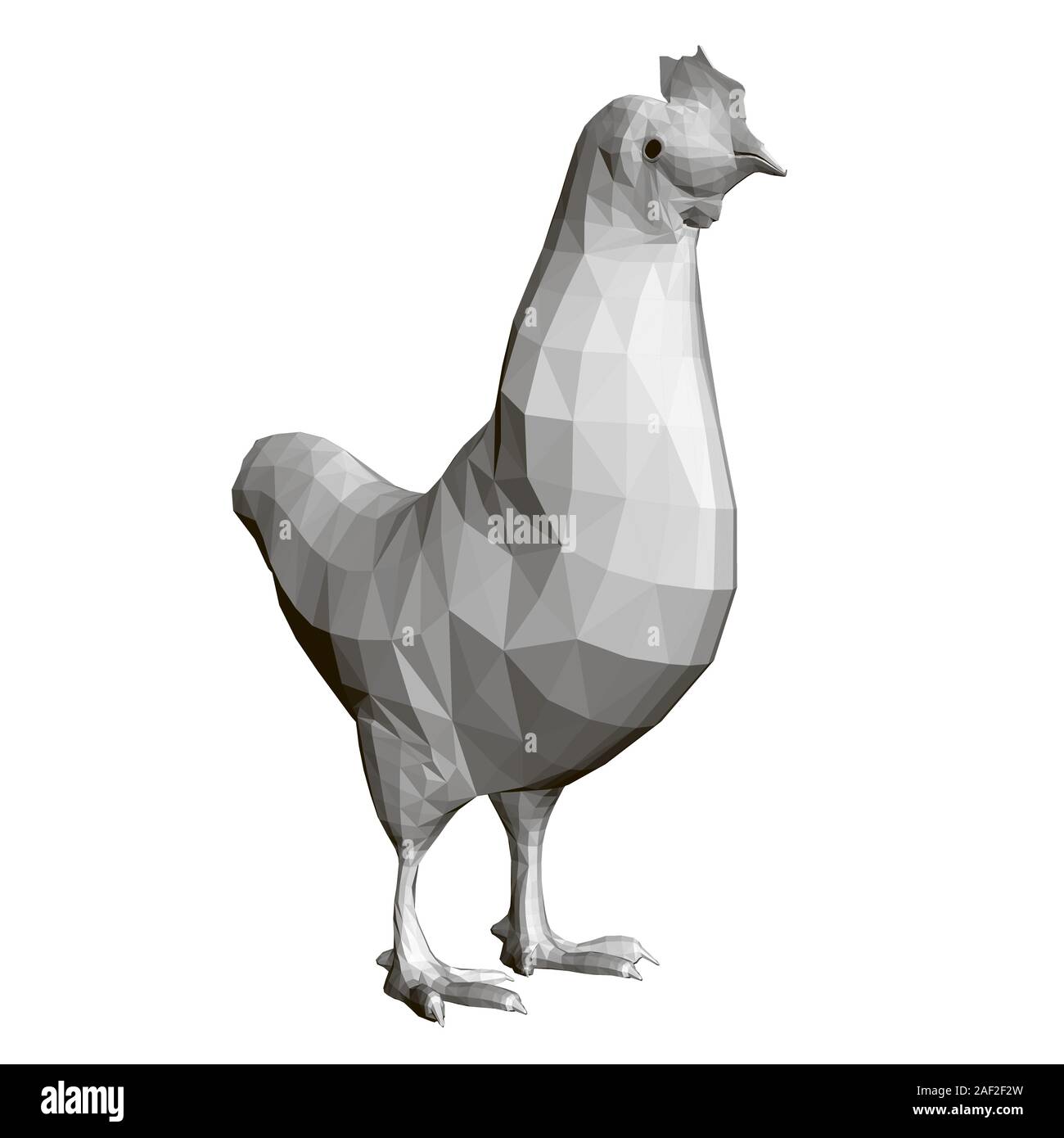 Polygonal chicken isolated on a white background. Side view. 3D. Vector ...