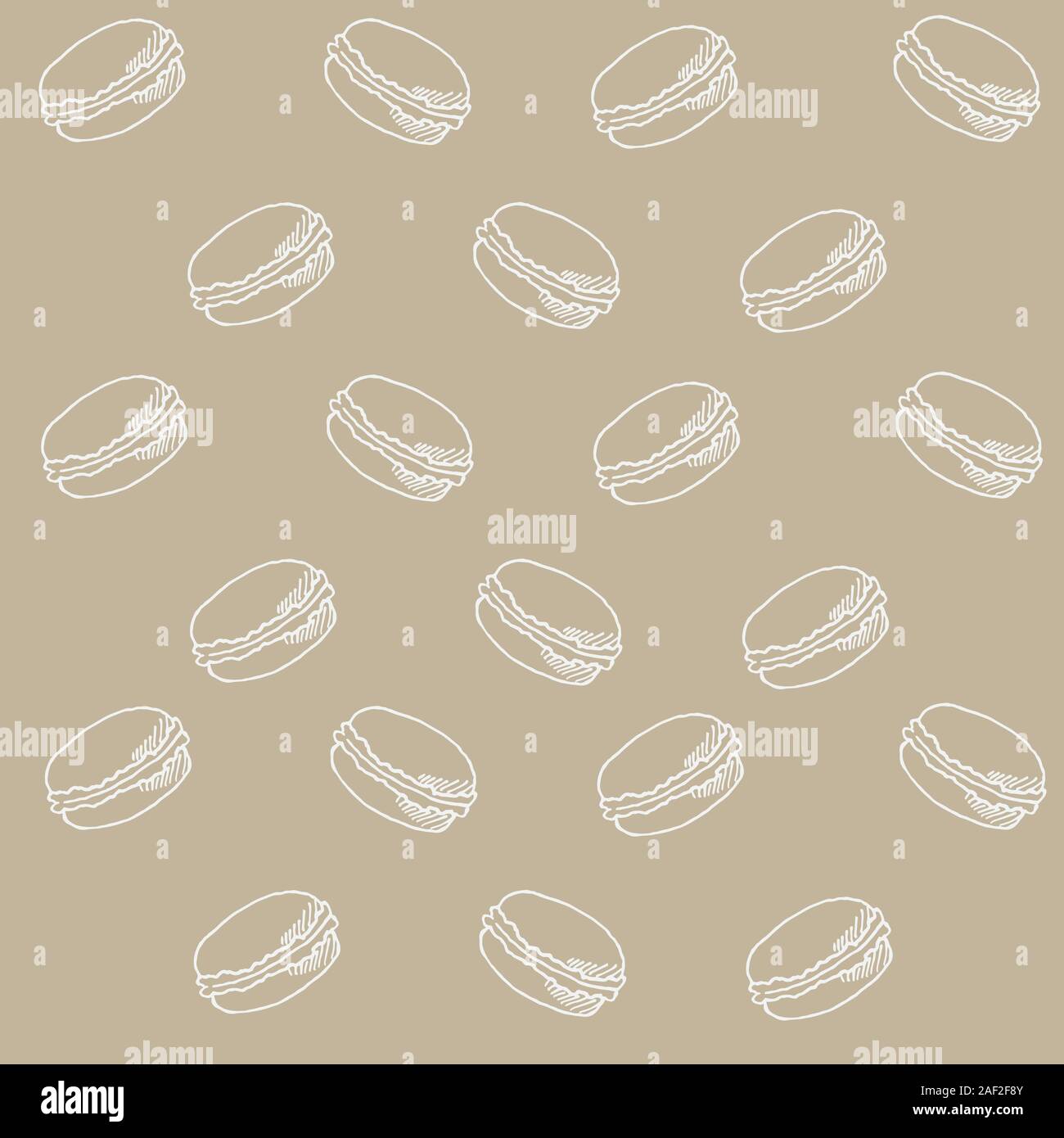 Macaroon cookies on a light brown background, hand-drawn, vector ...