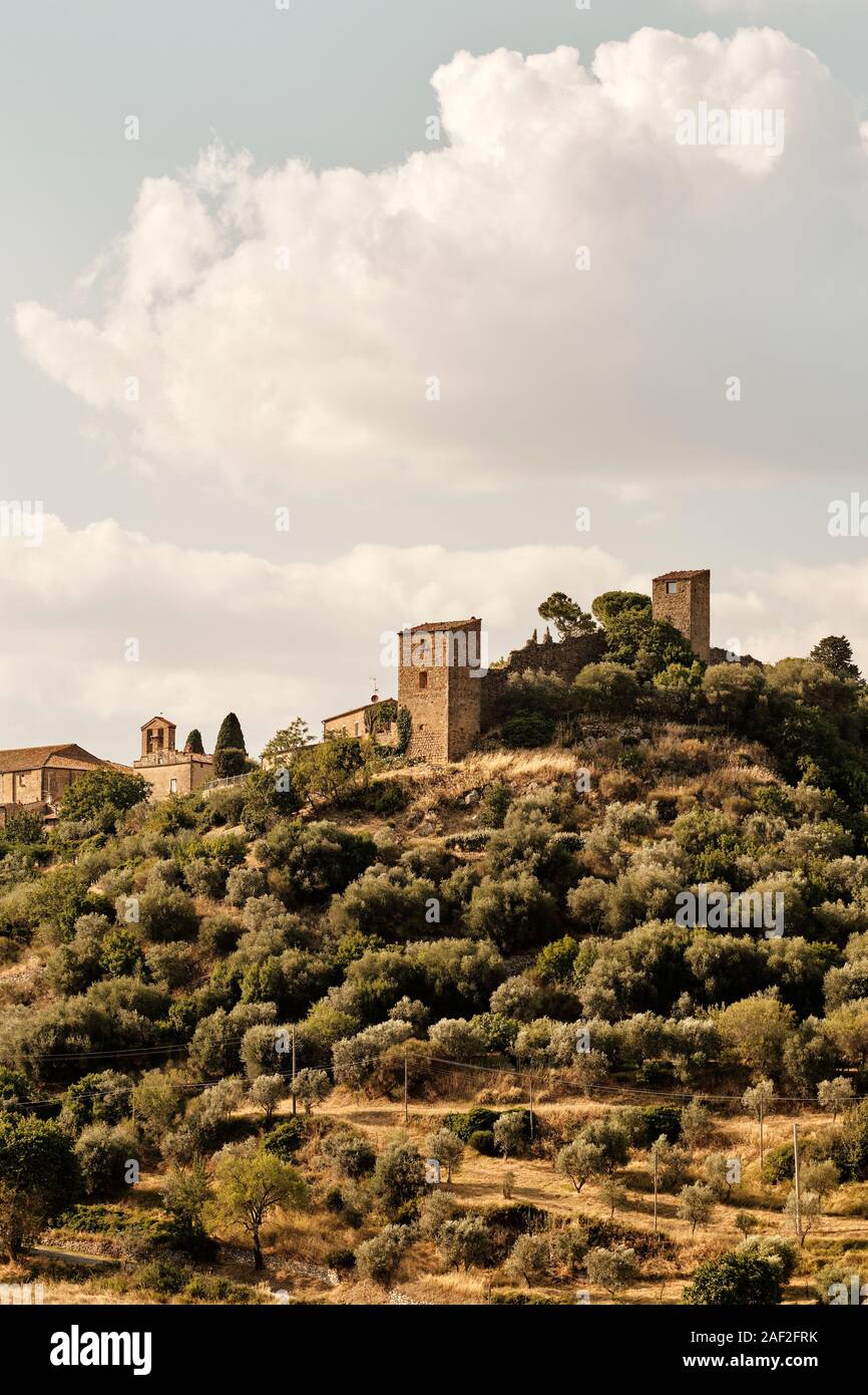 Tuscany summer landscape - The medieval tower fortifications of the ...