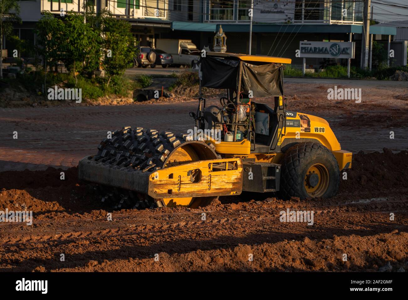 VIETNAM, HO CHI MINH - May 15, 2019: Soil compactor with vibratory ...