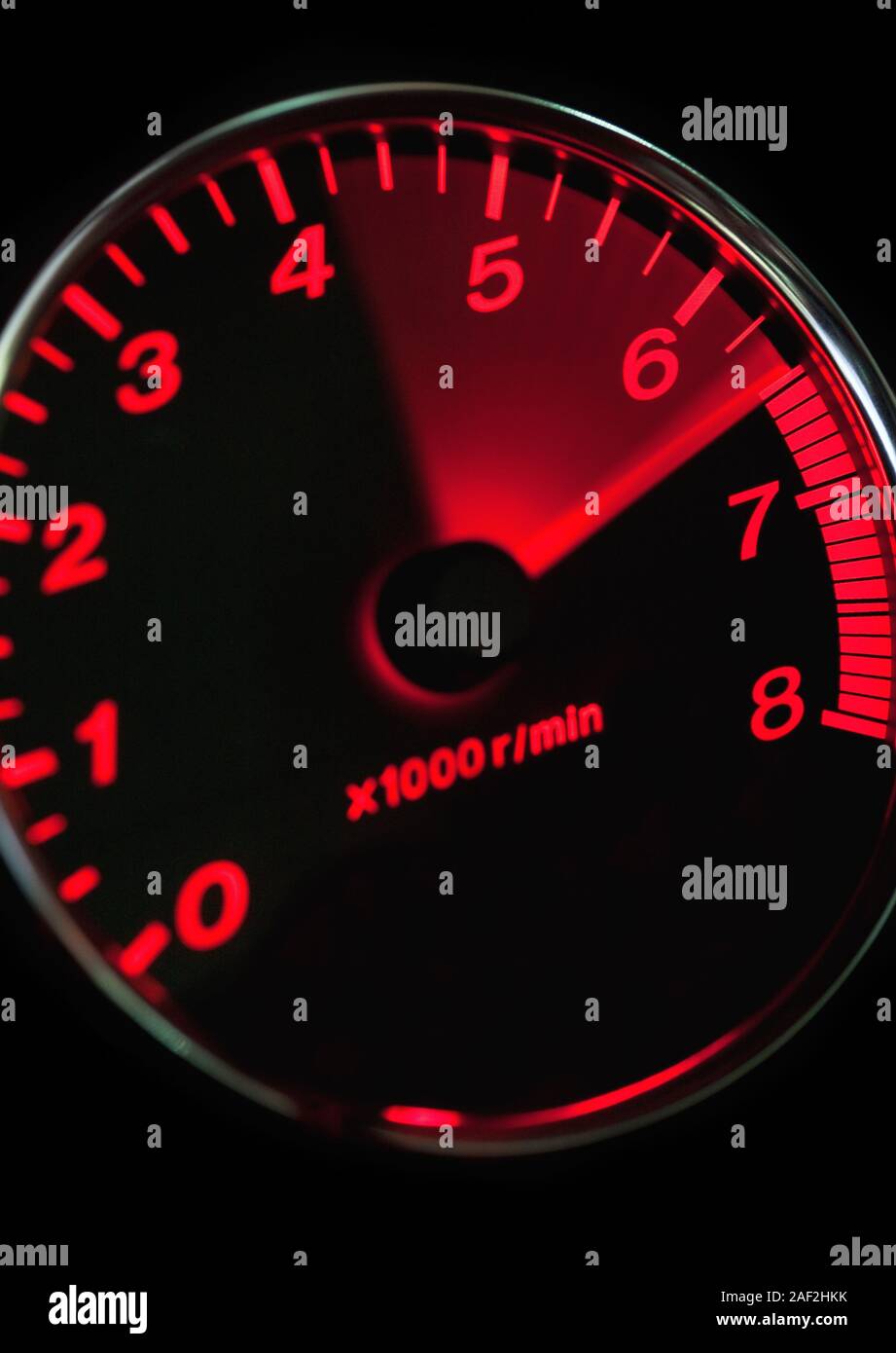 A rev counter in a car - looks fast! Stock Photo - Alamy