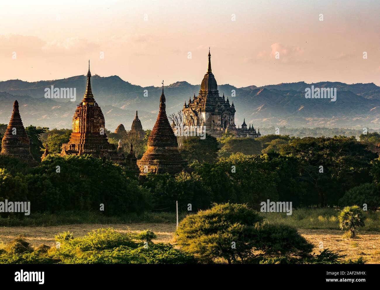 Bagan sunset in Myanmar, Asia Stock Photo - Alamy
