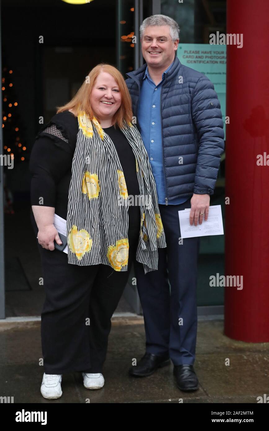 Leader of the Alliance Party Naomi Long and her husband Michael Long ...