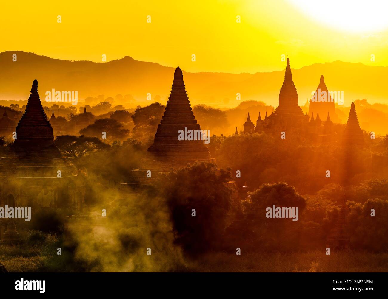 Bagan sunset in Myanmar, Asia Stock Photo - Alamy