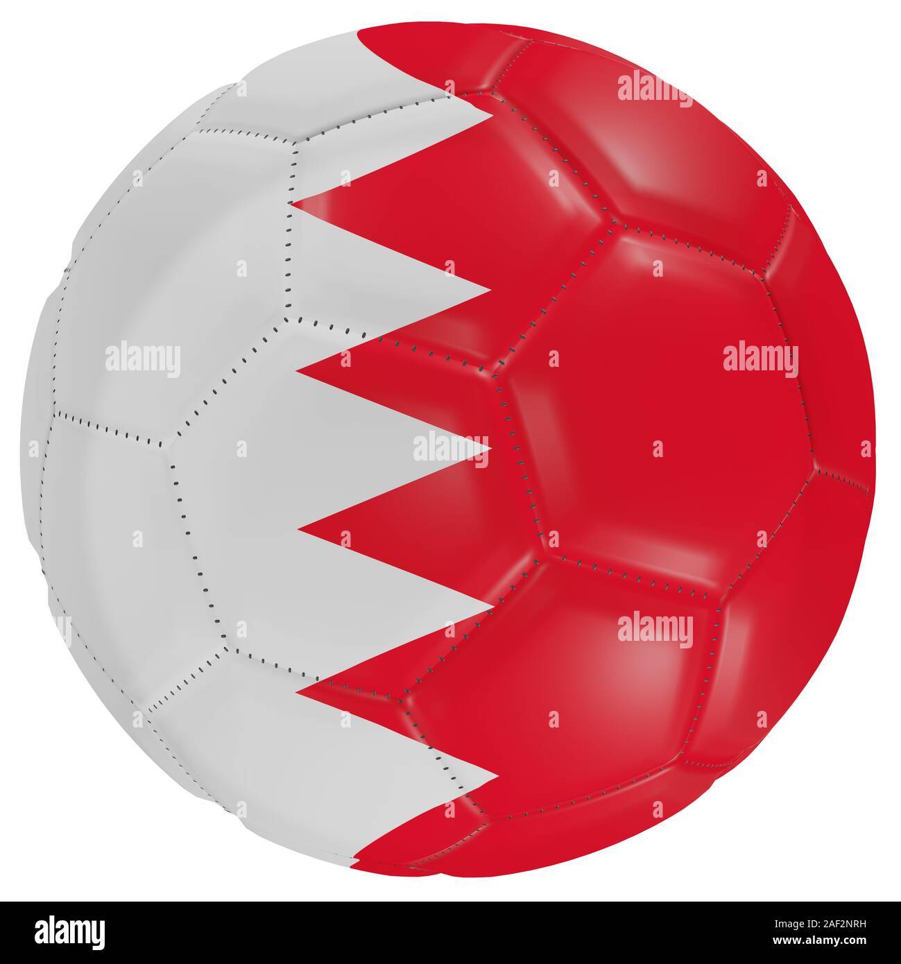 3d rendering of a Bahrain flag on a soccer ball. Isolated in white ...