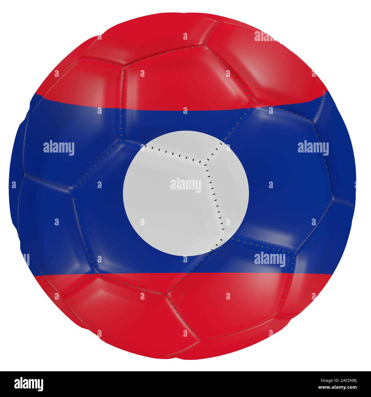 3d rendering of a Laos flag on a soccer ball. Isolated in white ...