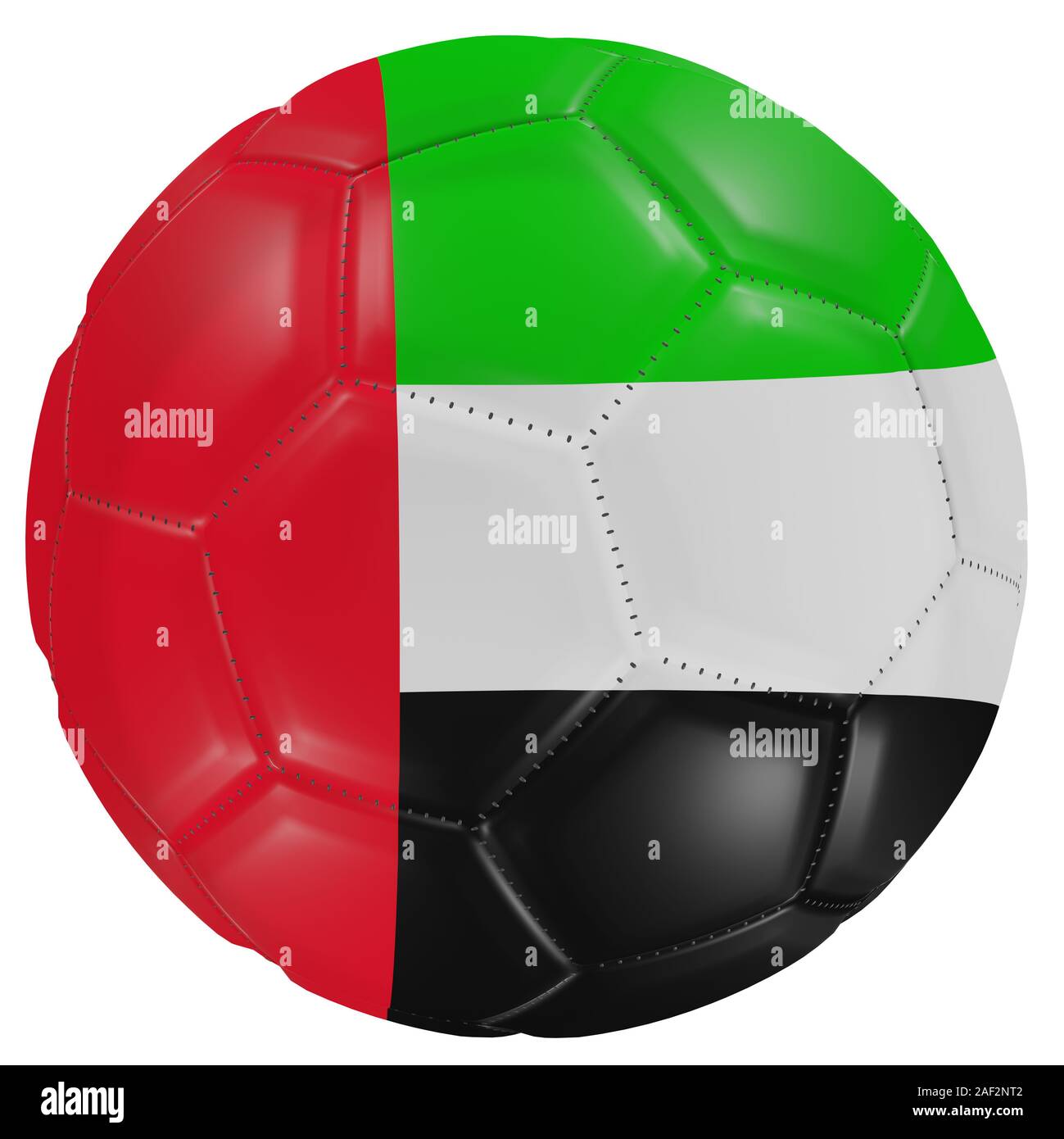 3d rendering of an United Arab Emirates flag on a soccer ball. Isolated ...