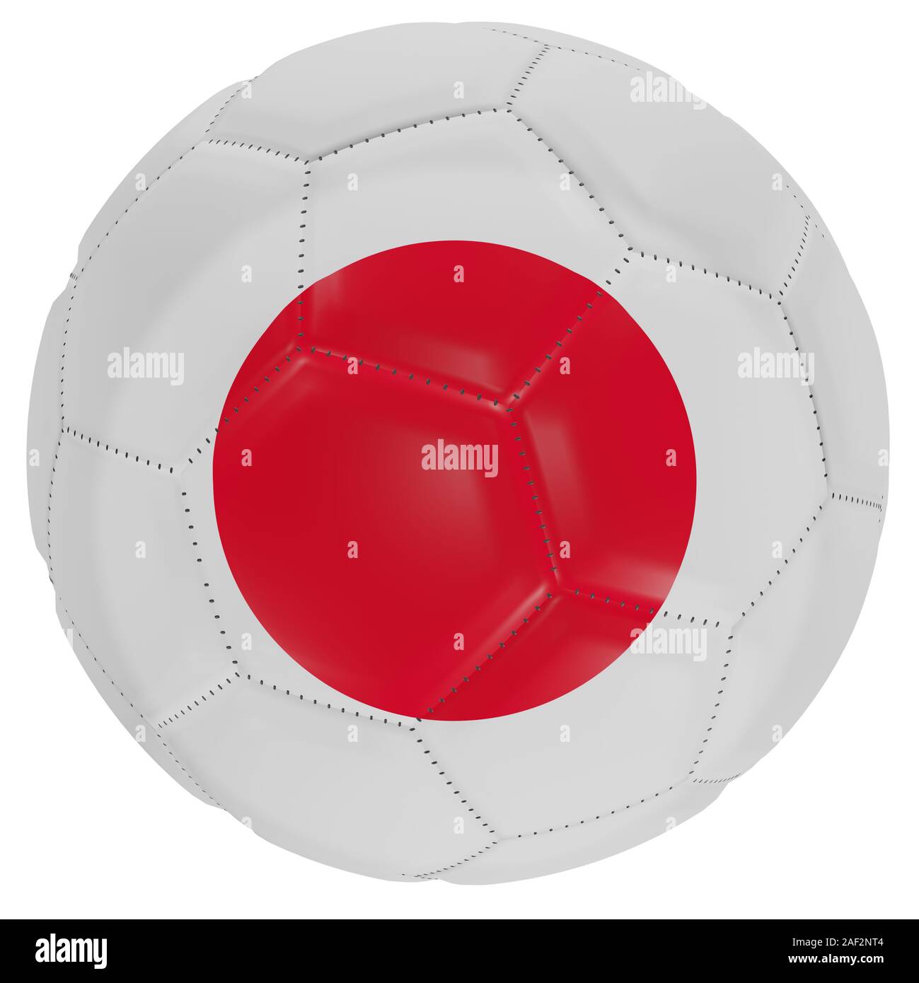 3d rendering of a Japan flag on a soccer ball. Isolated in white ...