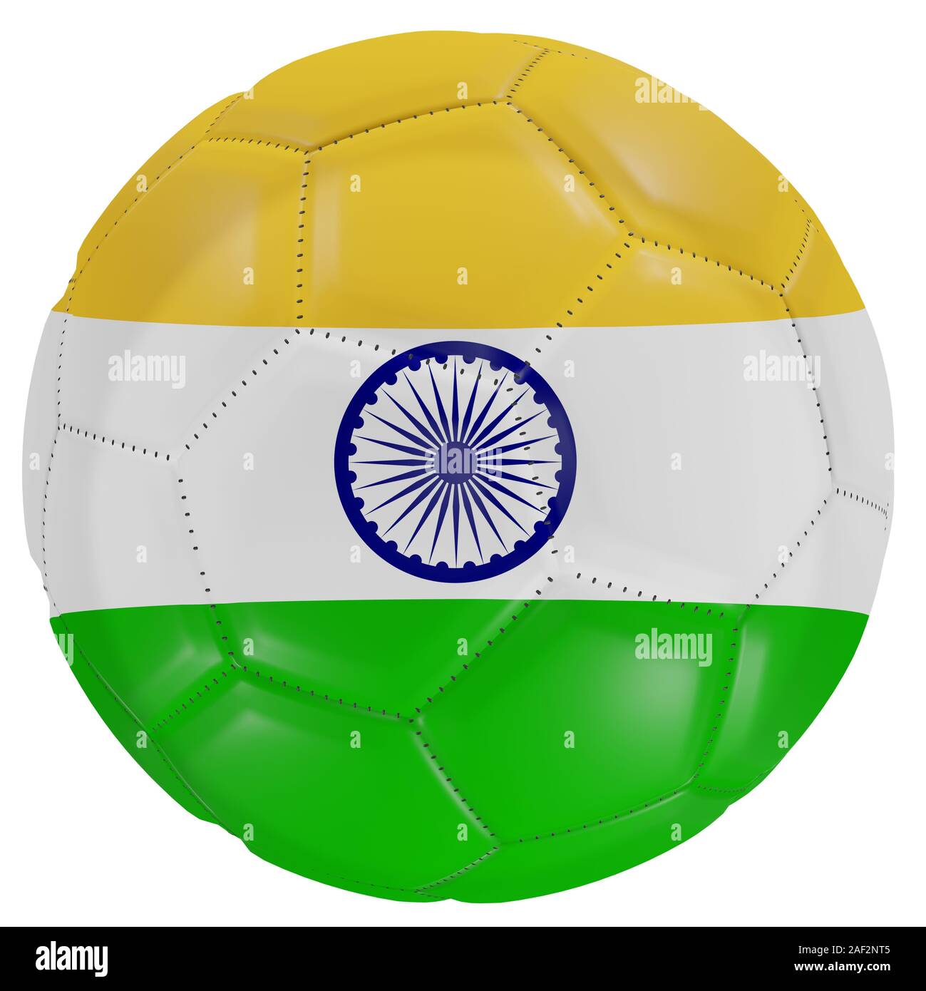 3d rendering of an India flag on a soccer ball. Isolated in white ...
