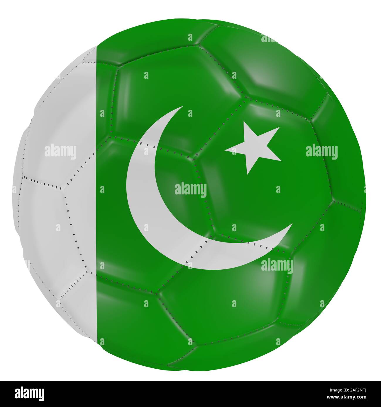 3d rendering of a Pakistan flag on a soccer ball. Isolated in white ...