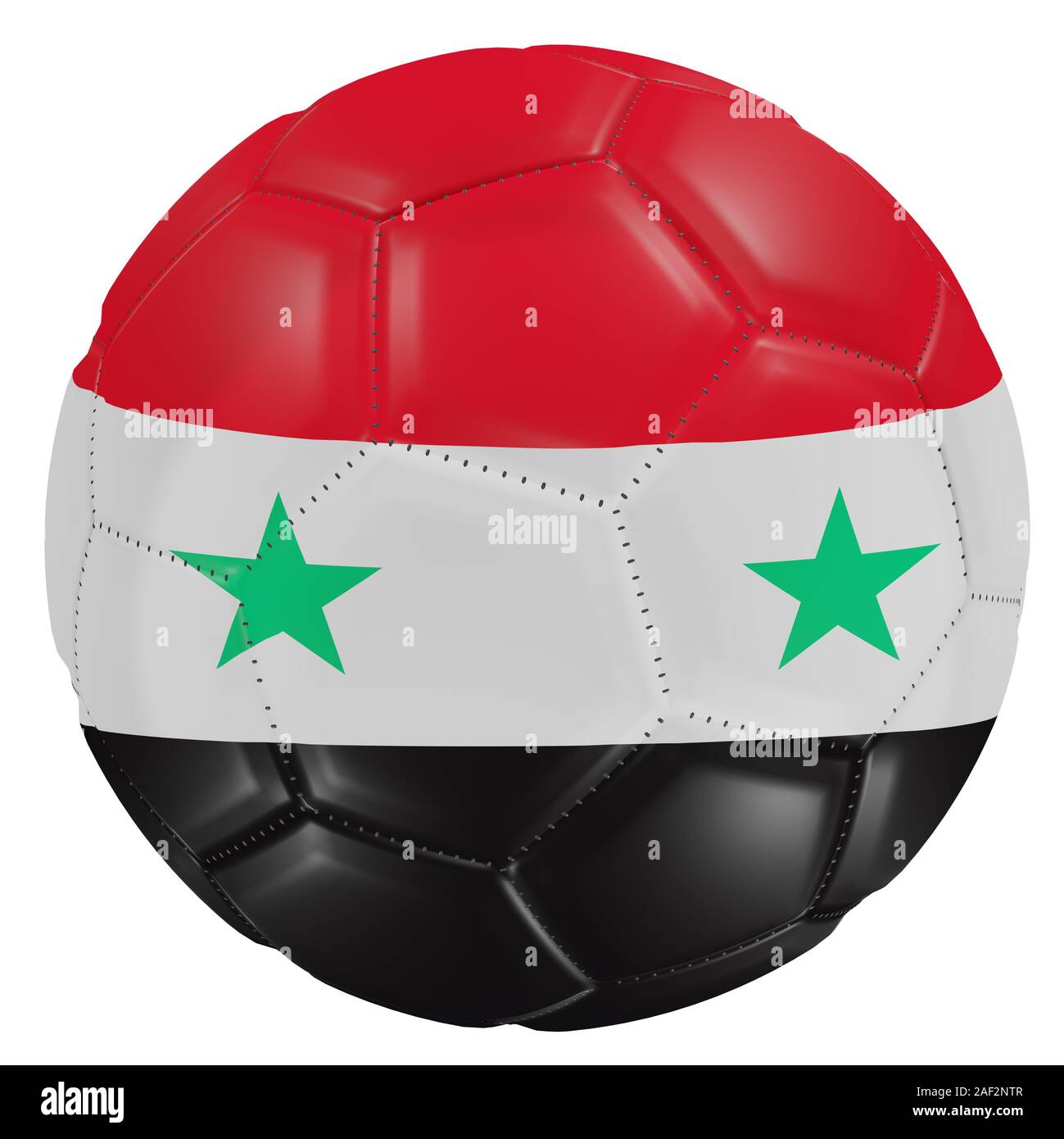 3d rendering of a Syria flag on a soccer ball. Isolated in white ...