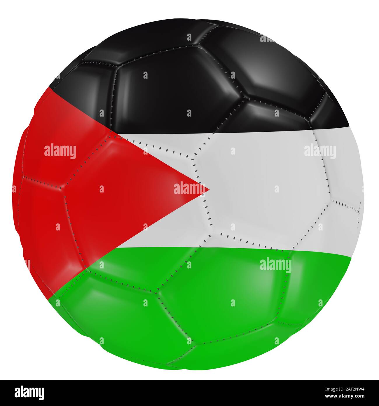 3d rendering of a Palestine flag on a soccer ball. Isolated in white ...