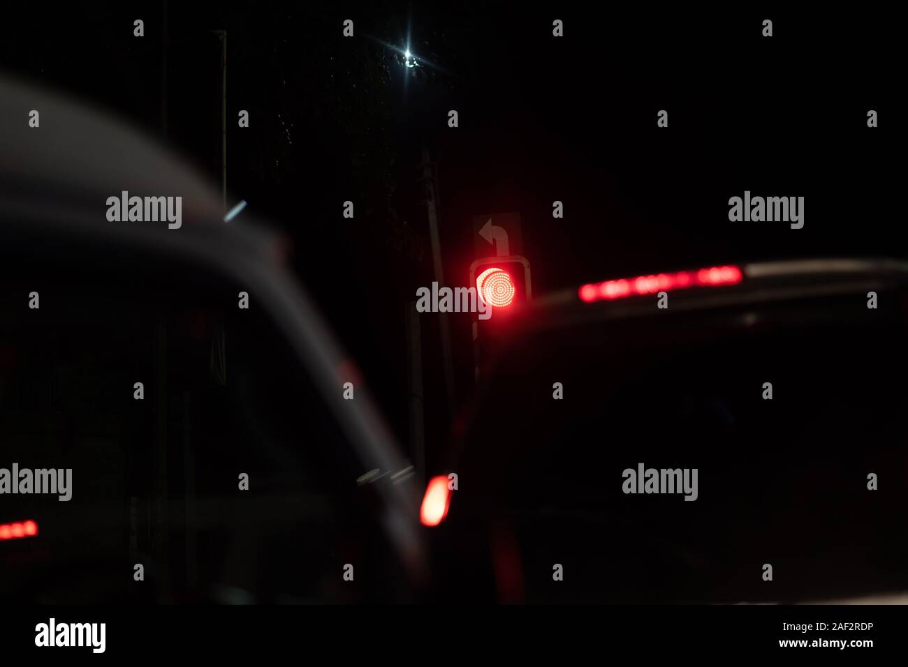 Red traffic light on dark sky Stock Photo - Alamy