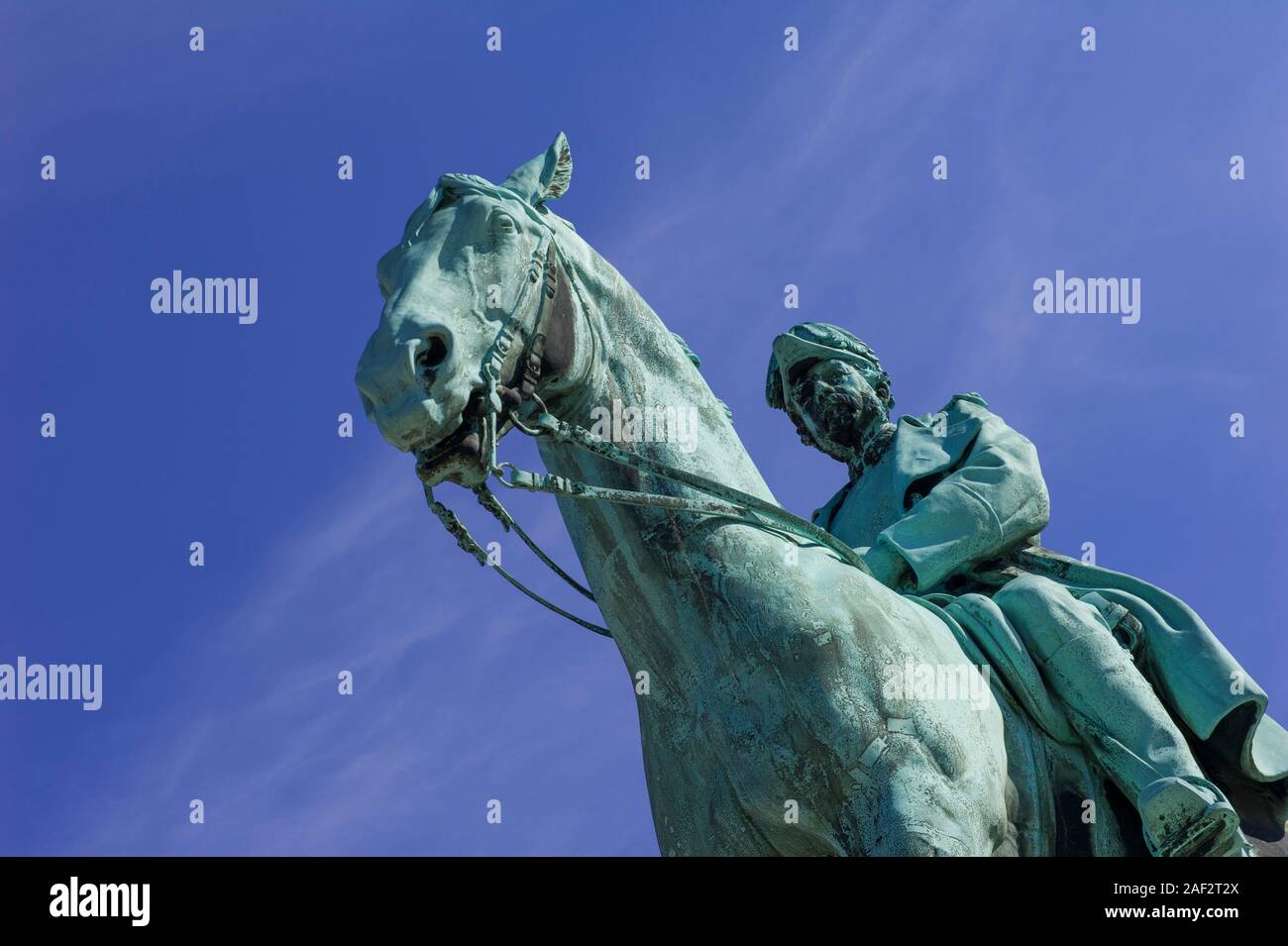 Equestrian statue of Christian IX in front fo Christiansborg Palace ...