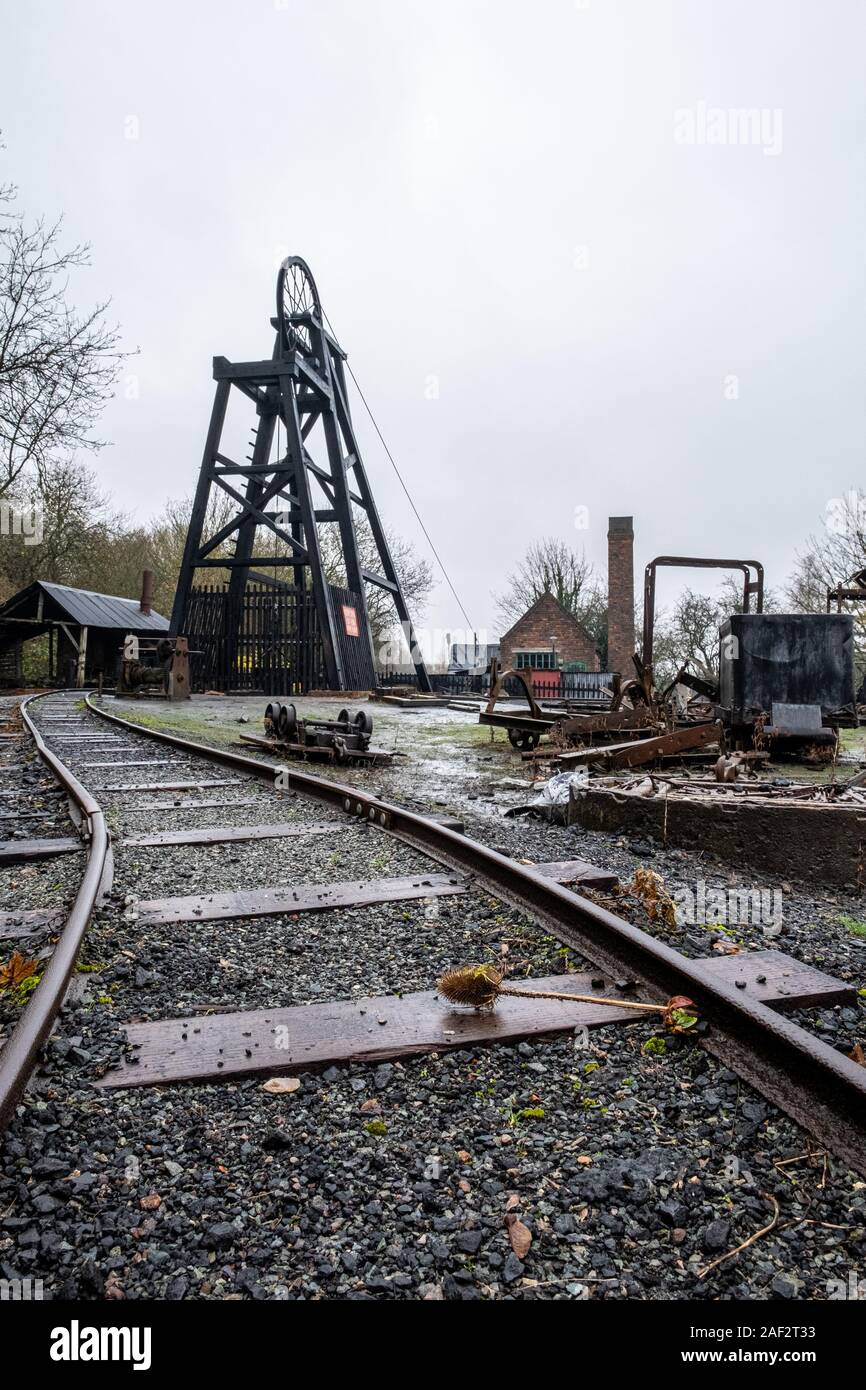Industrial mining pit head landscape at the Black Country Musuem Stock ...