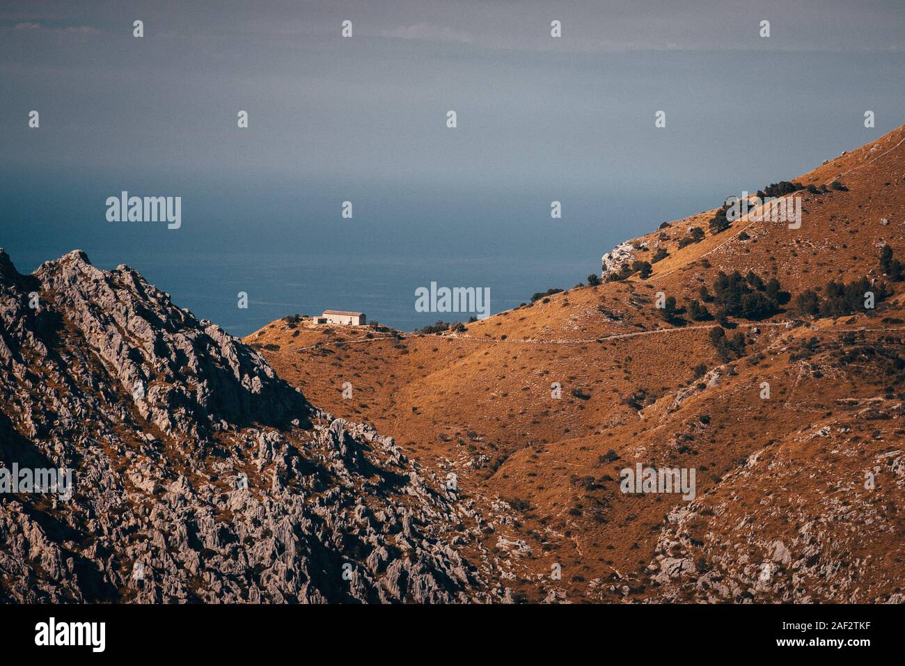 Mountains at Majorca, Spain. Sea in background Stock Photo - Alamy