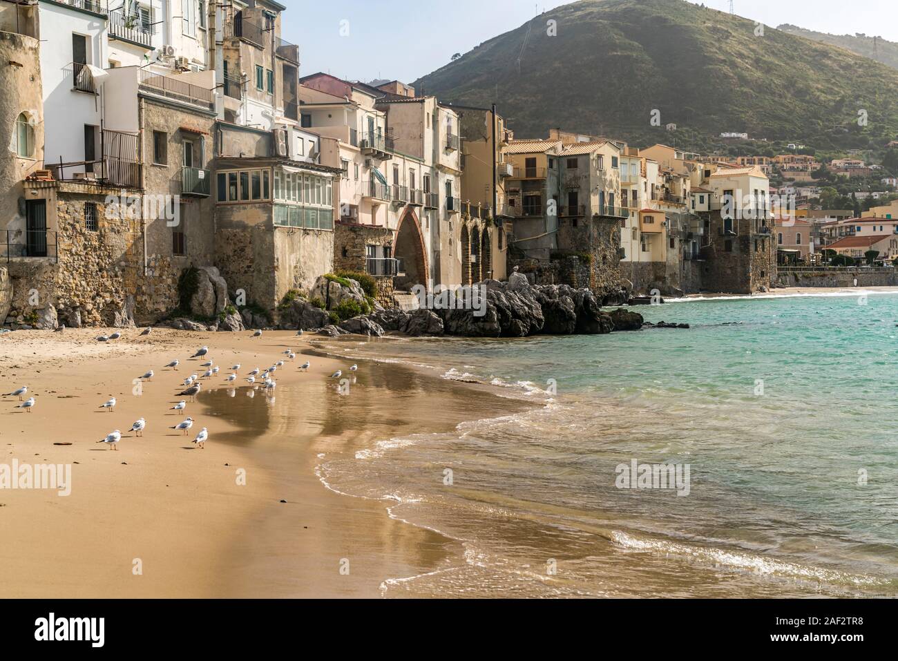 Strand und Altstadt von, Cefalu, Sizilien, Italien, Europa | beach and ...