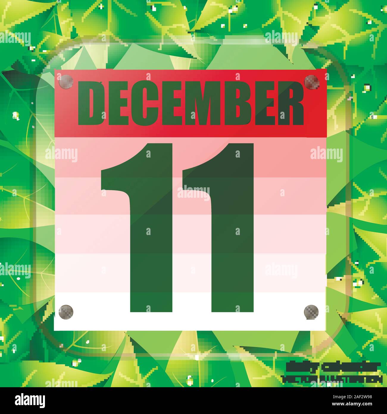 December 11 icon. For planning important day with green leaves ...
