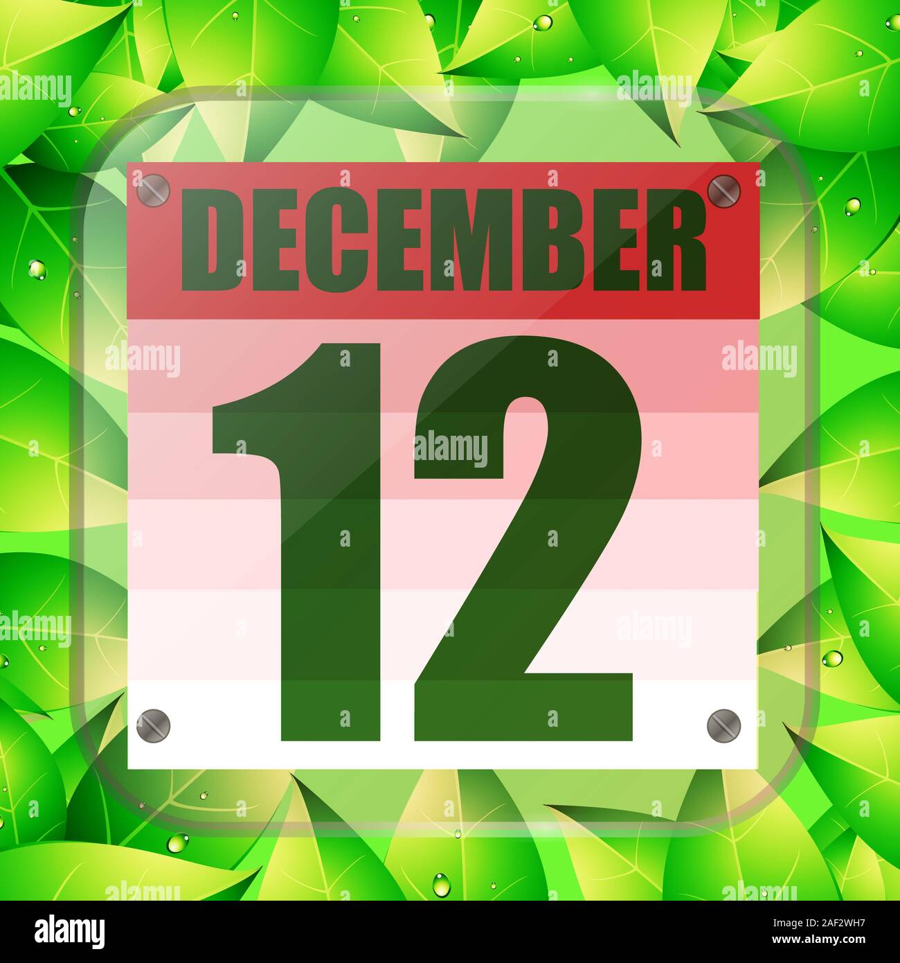 December 12 icon. Calendar date for planning important day with green ...