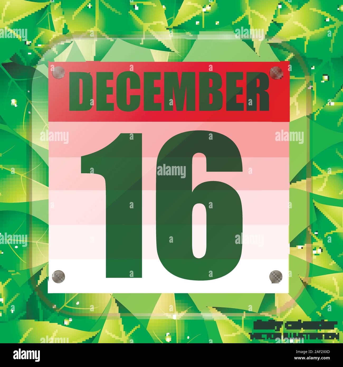 December 16 icon. For planning important day with green leaves. Banner ...