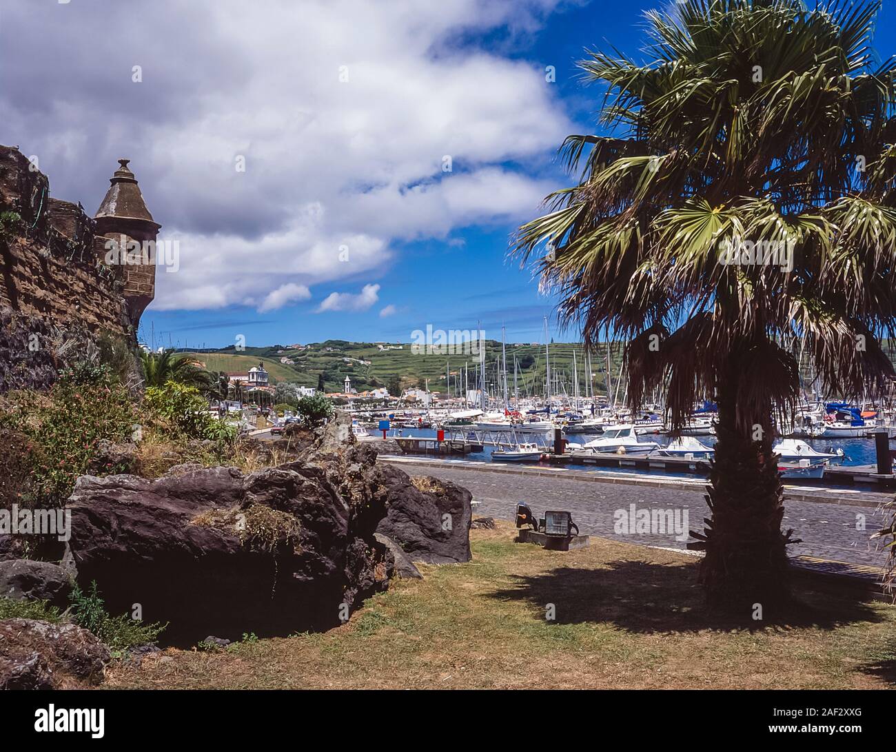 The colourful island of Faial from the old fortress and the islands ...