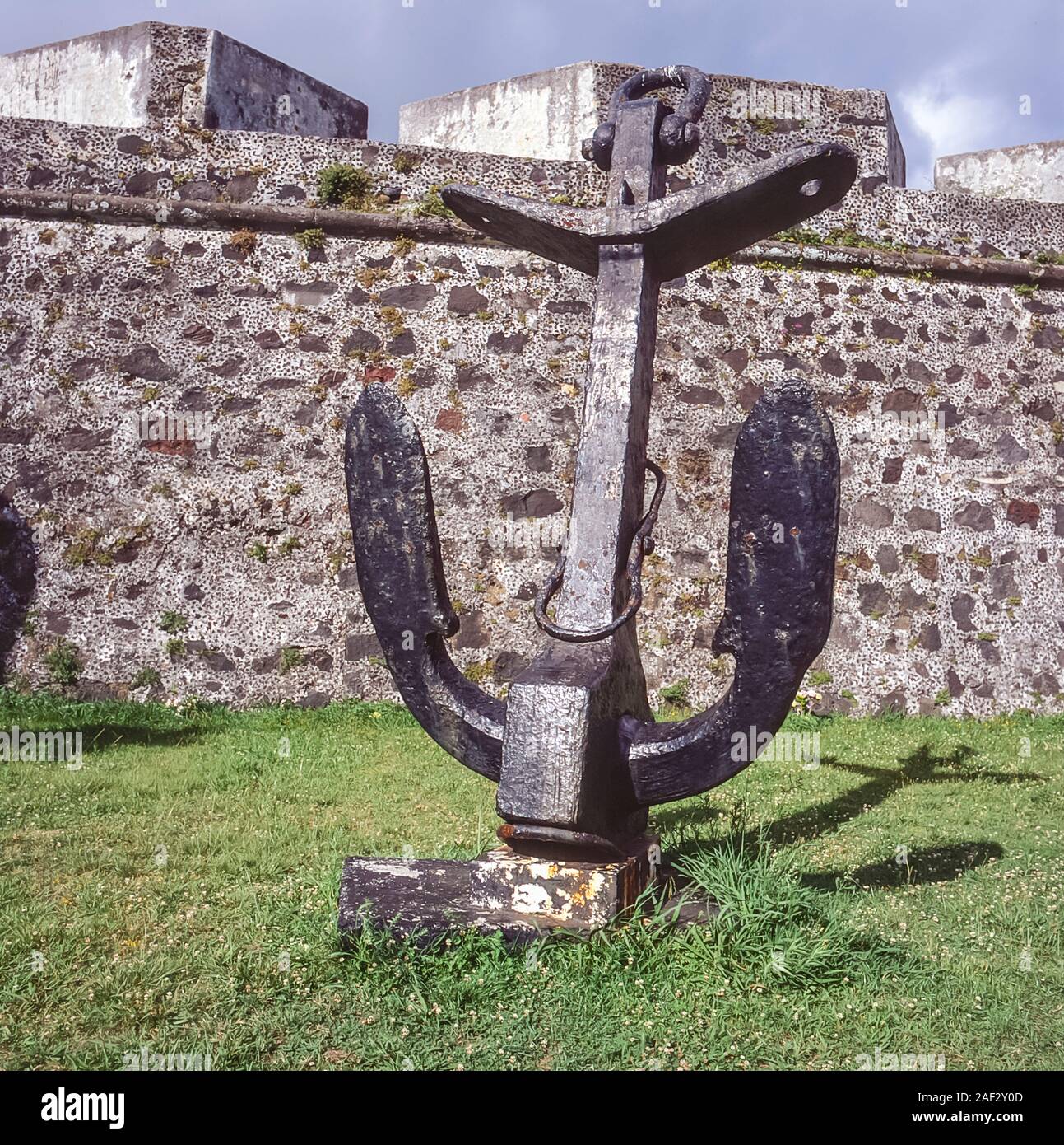 The colourful island of Faial with old ships anchors at the old ...