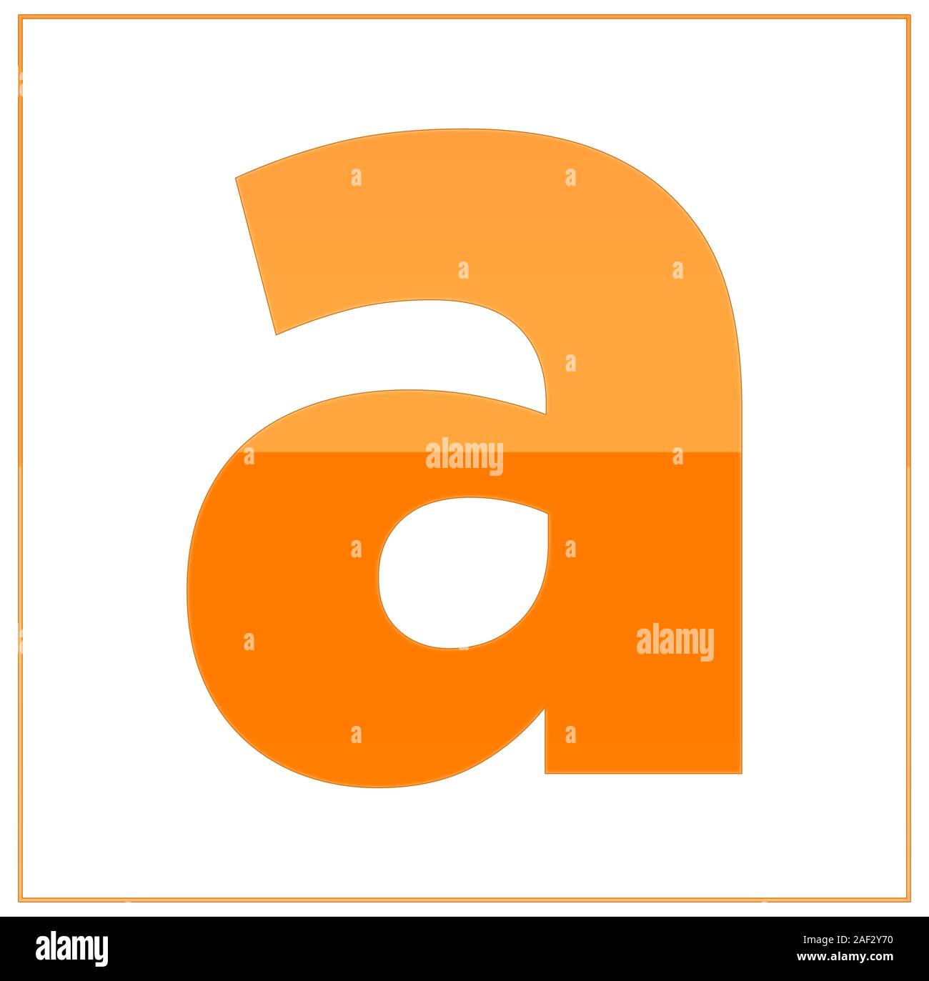 The letter a, made light orange and dark orange, half-and-half. Same ...