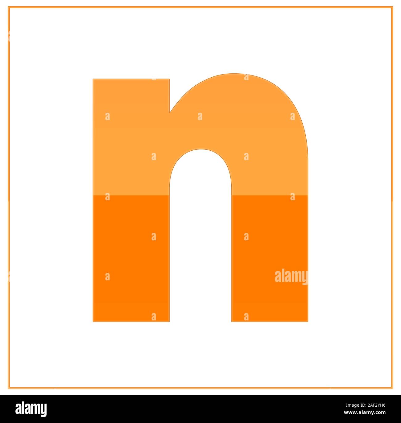The letter n, made light orange and dark orange, half-and-half. Same ...