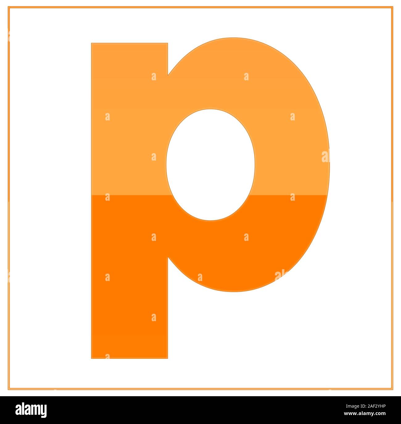 The letter p, made light orange and dark orange, half-and-half. Same ...