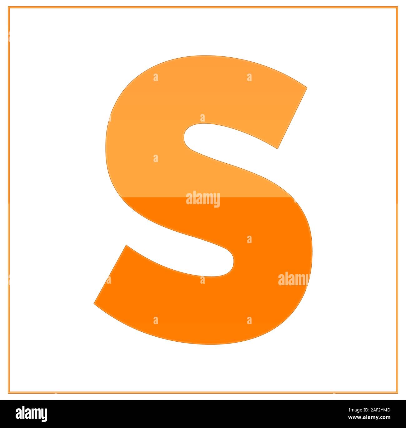 The letter s, made light orange and dark orange, half-and-half. Same ...