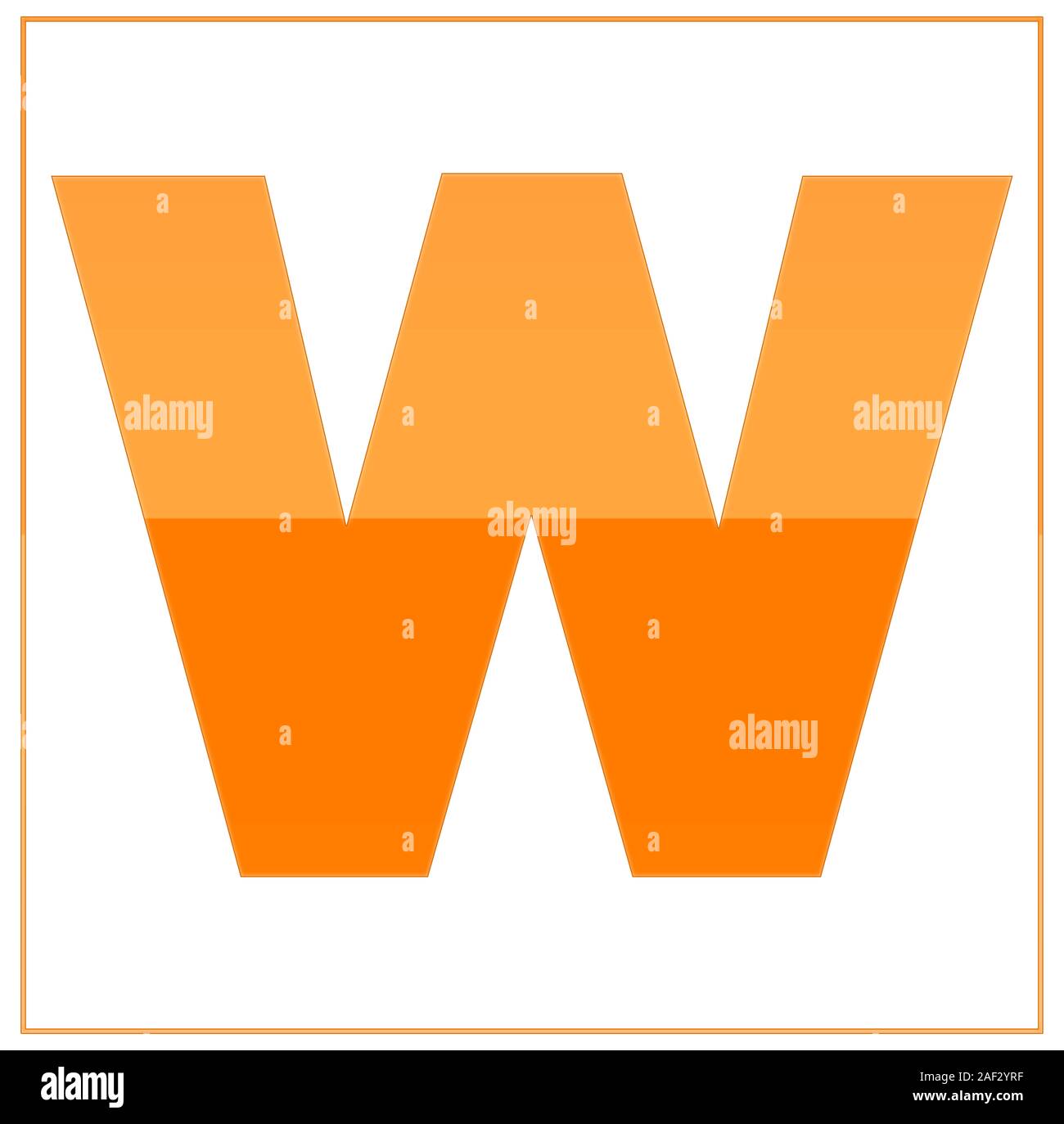 The letter w, made light orange and dark orange, half-and-half. Same ...