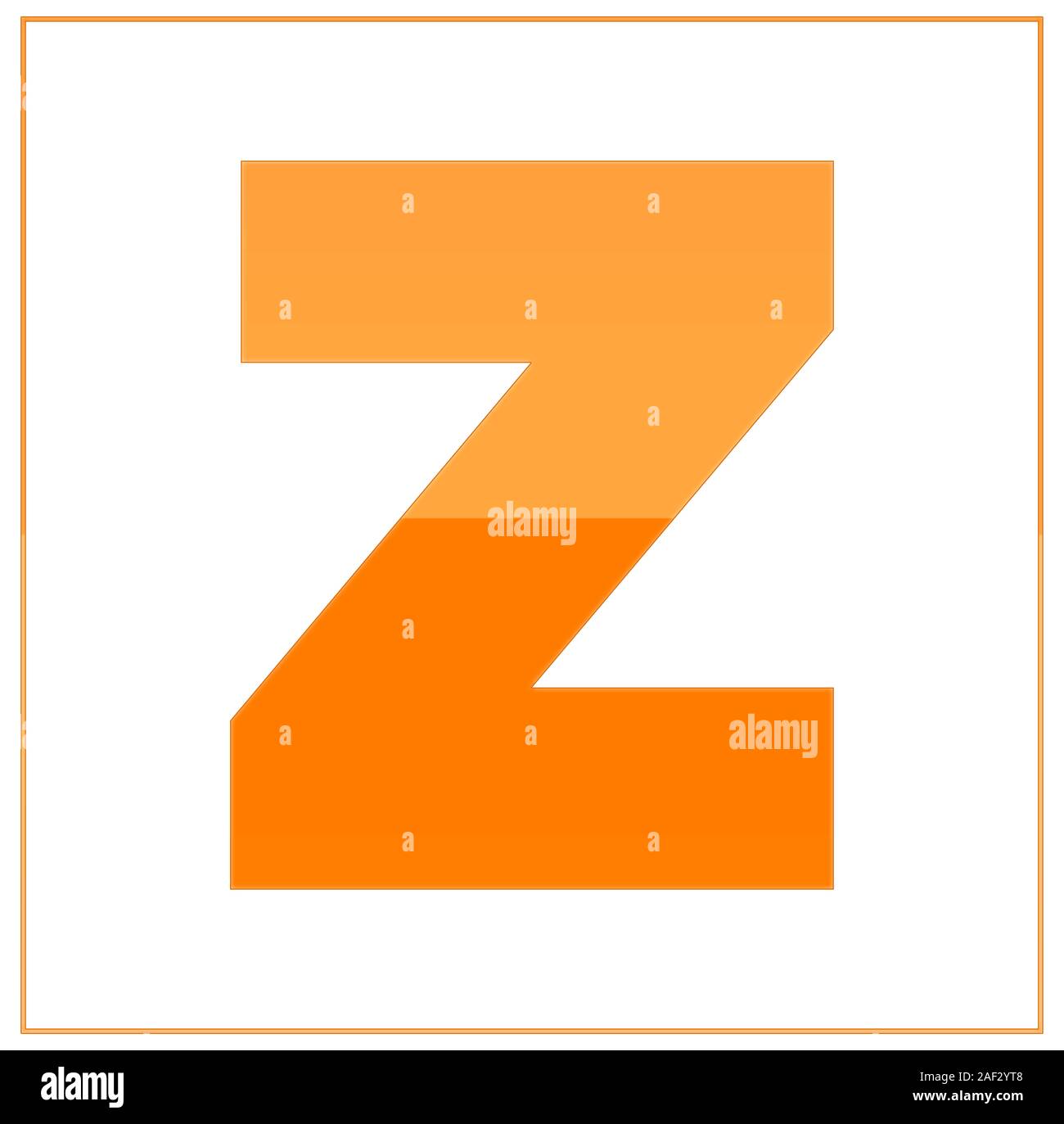 The letter z, made light orange and dark orange, half-and-half. Same ...