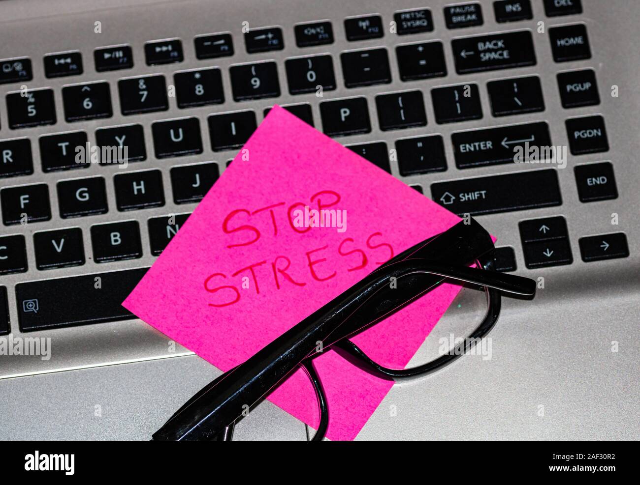 Writing on colorful sticky note Stop stress. Text with Stop stress on ...