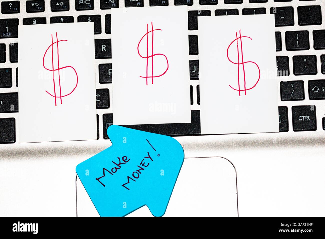 Writing on colorful sticky note make money. Sticky note, post it and ...