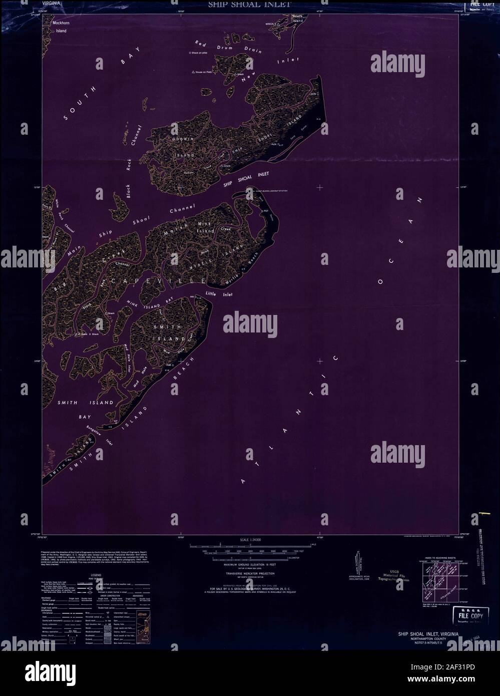VA Ship Shoal Inlet 186681 1953 24000 Inverted Stock Photo - Alamy