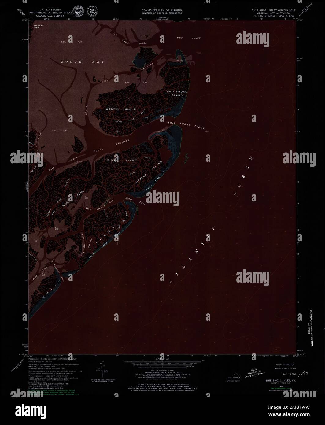 VA Ship Shoal Inlet 186684 1968 24000 Inverted Stock Photo - Alamy