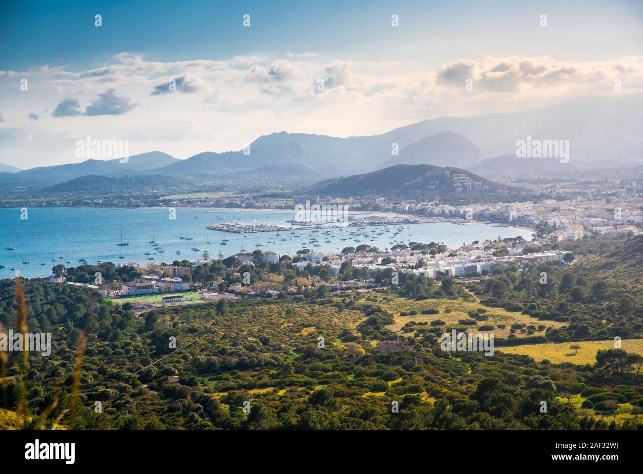 View at mountains and Sea at Mallorca. Summer vacation holiday resort ...